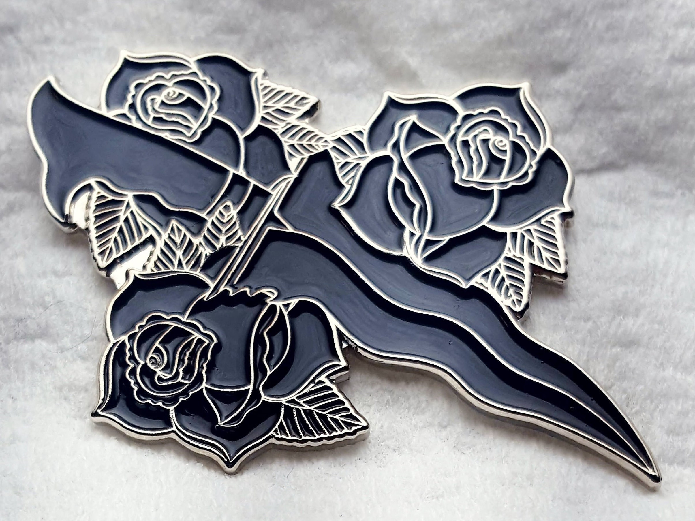 Dagger and Roses Enamel Pin | Etsy