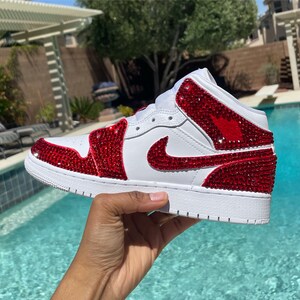 Air Jordan 1 Mid GS 'fierce Pink'. Barbie Pink Sneakers With Crystal ...