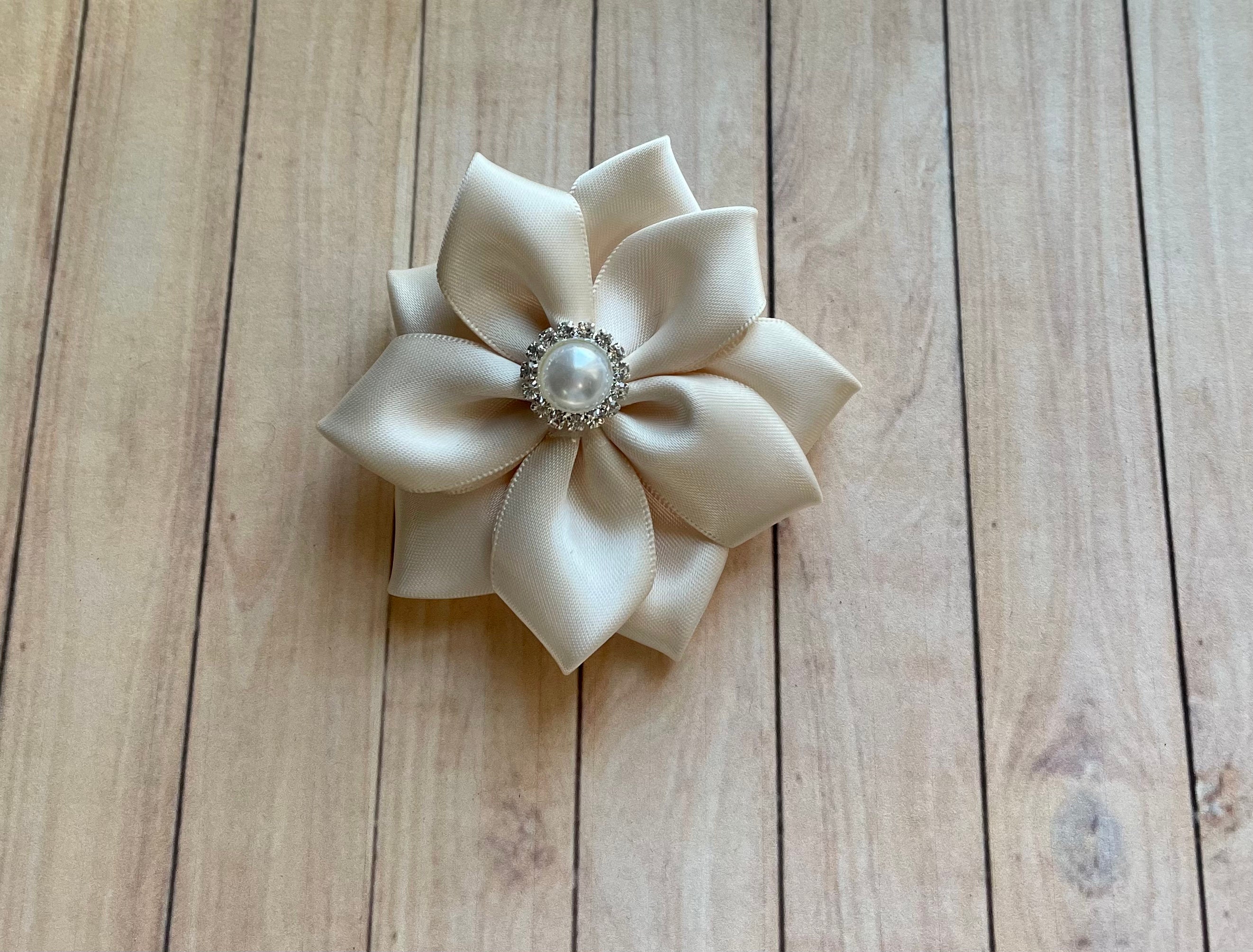 Ivory Flower Bow, Ivory Hair Bow Clip, 3 Inch Ivory Bow, Ivory Hair ...