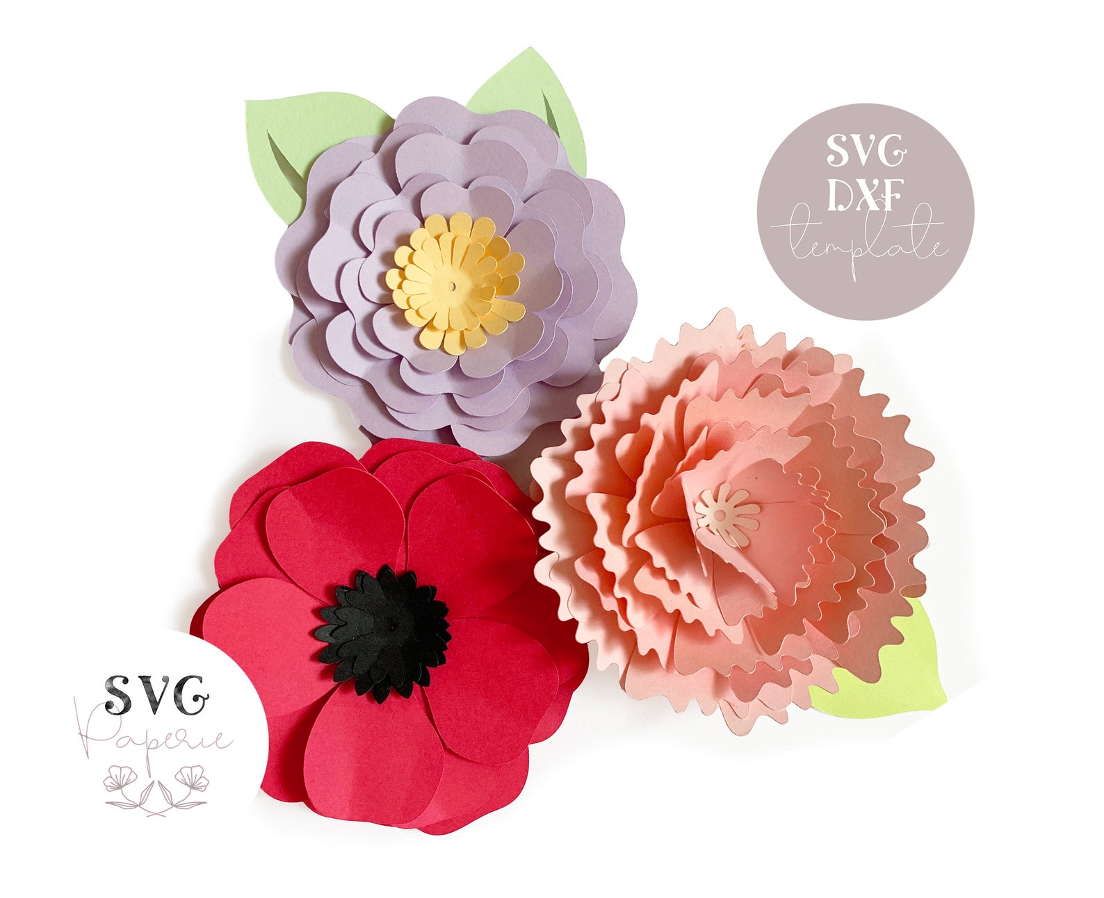 SVG - 3D Spring Flower Template Bundle, INSTANT Download, Zinnia ...