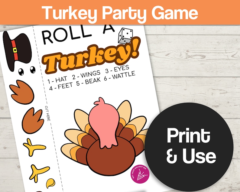Roll a Turkey, Roll a Turkey Dice Game, Roll a Turkey Printable ...