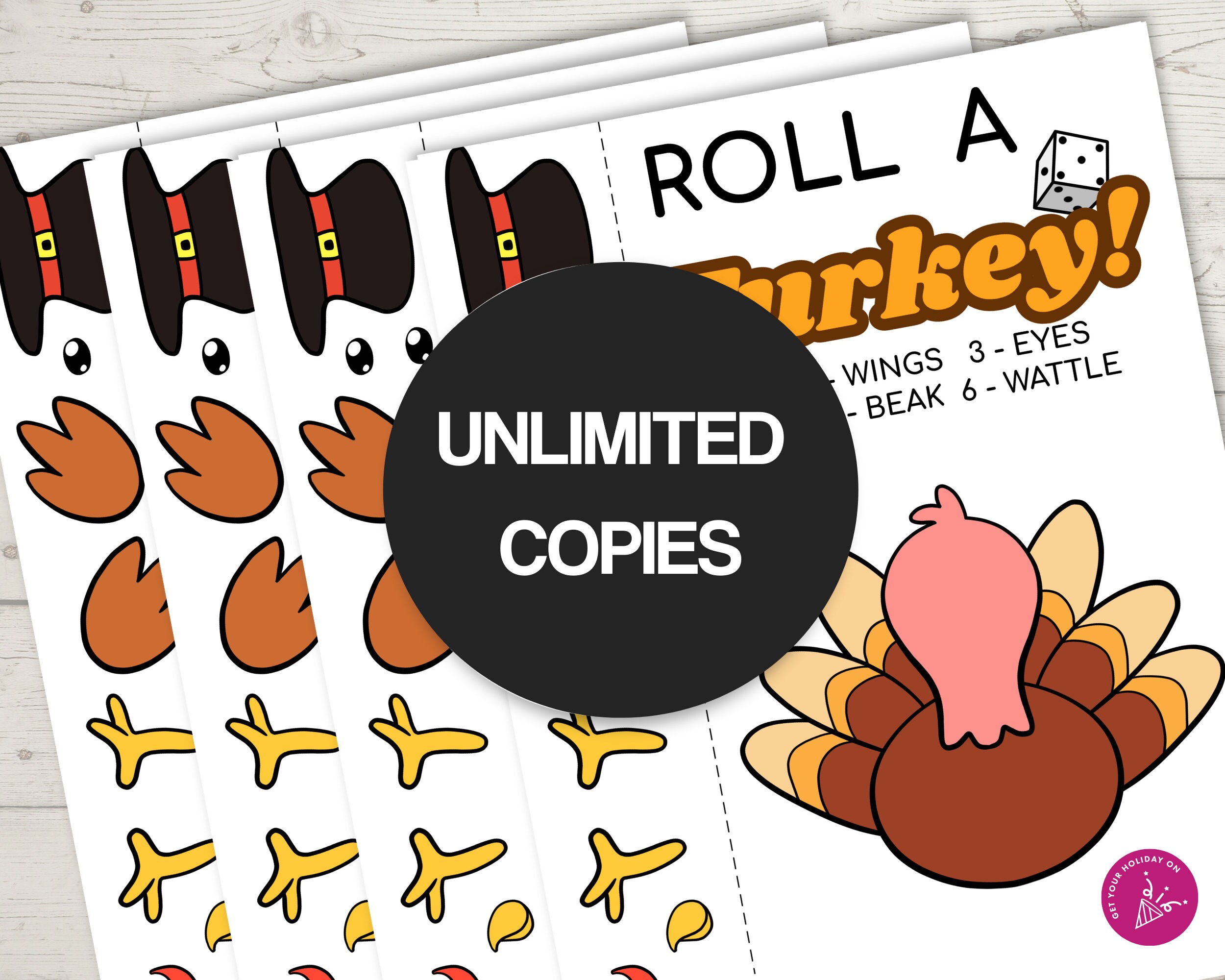 Roll a Turkey, Roll a Turkey Dice Game, Roll a Turkey Printable ...