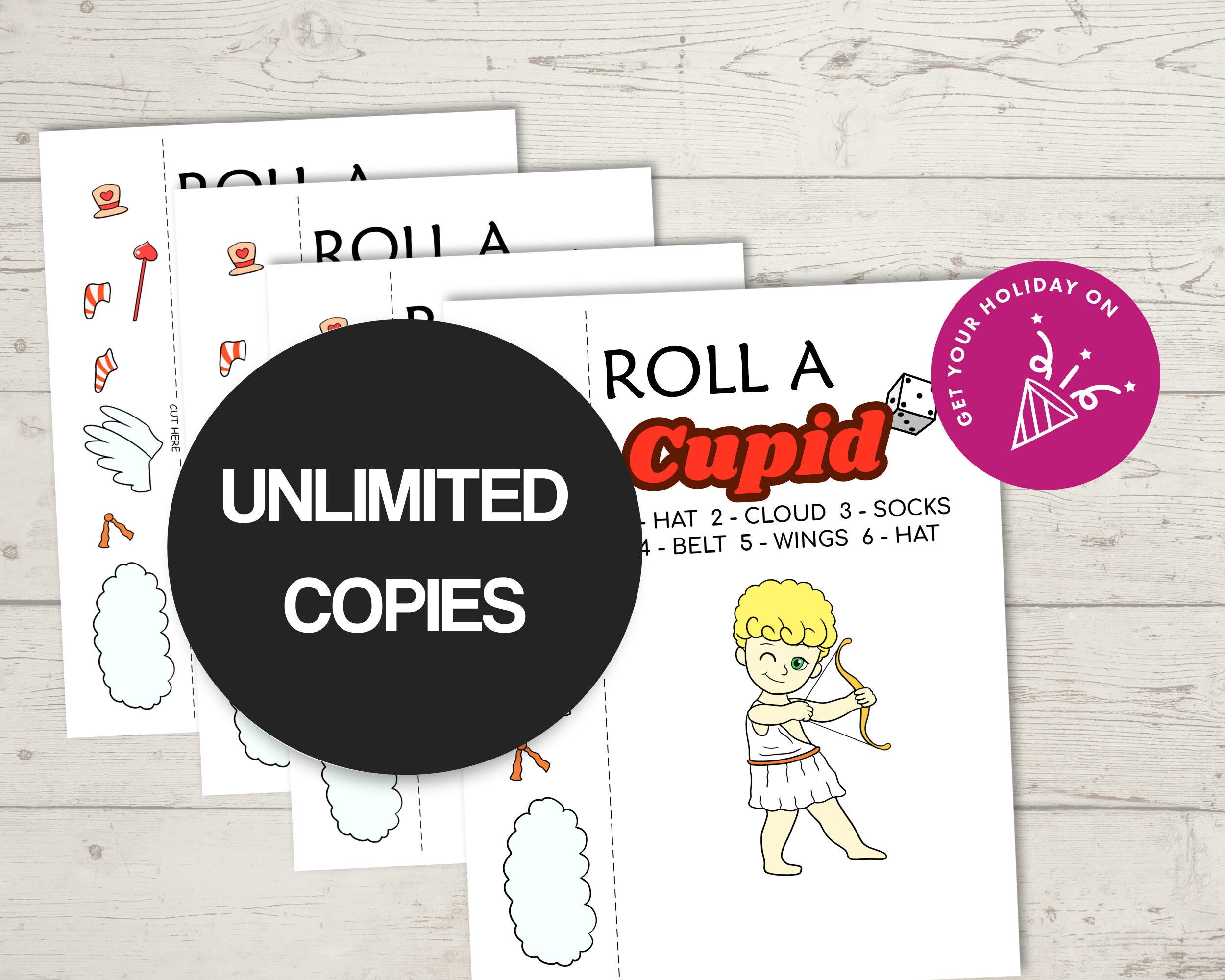 Roll a Cupid, Roll a Cupid Dice Game, Roll a Cupid Printable, Valentine ...
