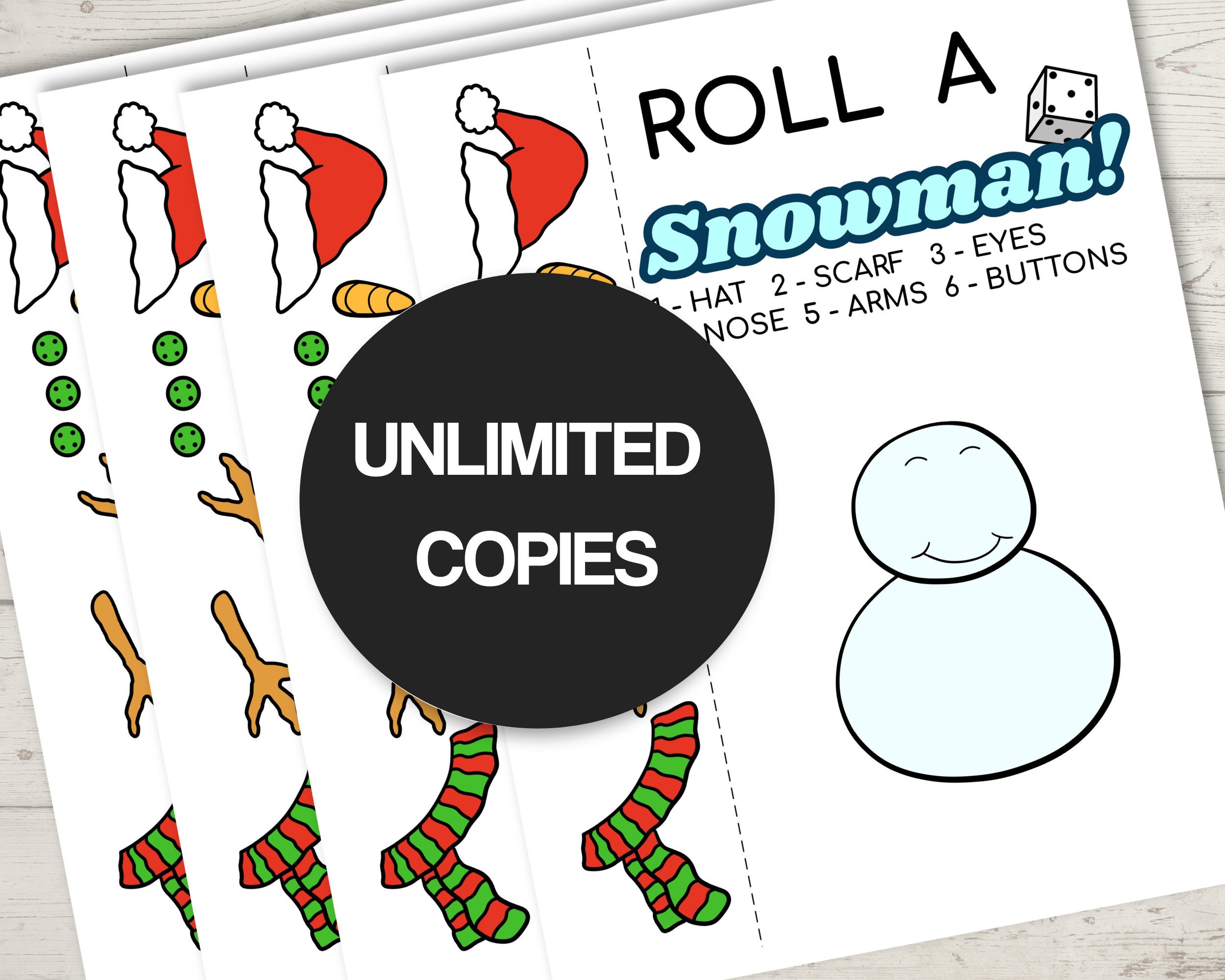 Roll a Snowman, Christmas Party Game, Snowman Party Game, Christmas ...