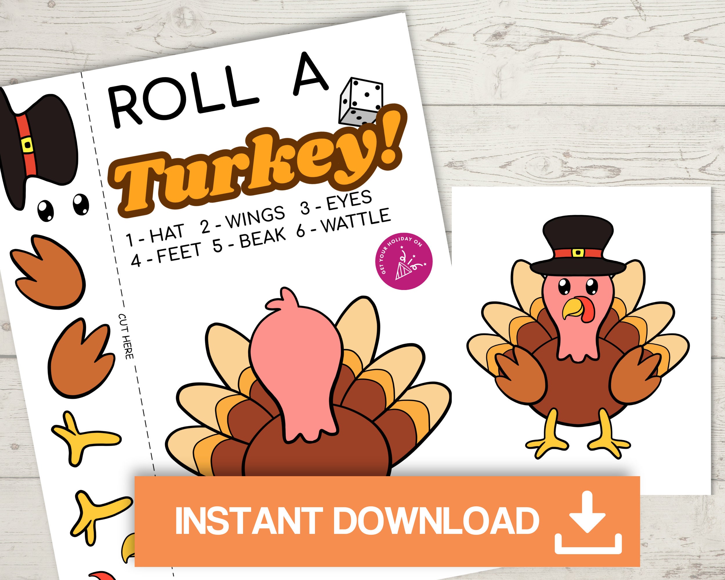 Roll a Turkey, Roll a Turkey Dice Game, Roll a Turkey Printable ...