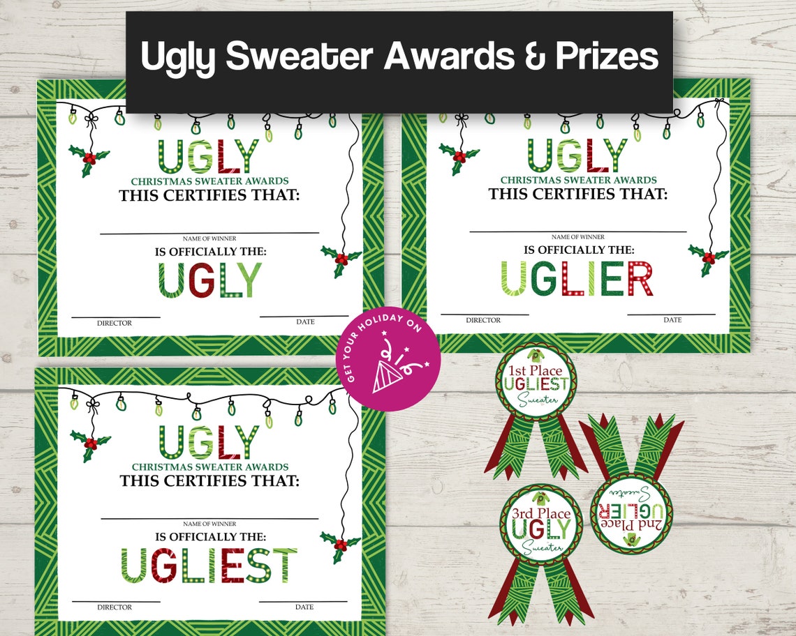 Ugly Christmas Sweater Awards - Printable Contest Certificates ...