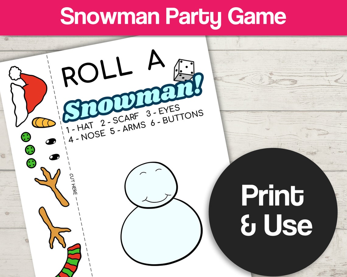 Roll a Snowman, Christmas Party Game, Snowman Party Game, Christmas ...