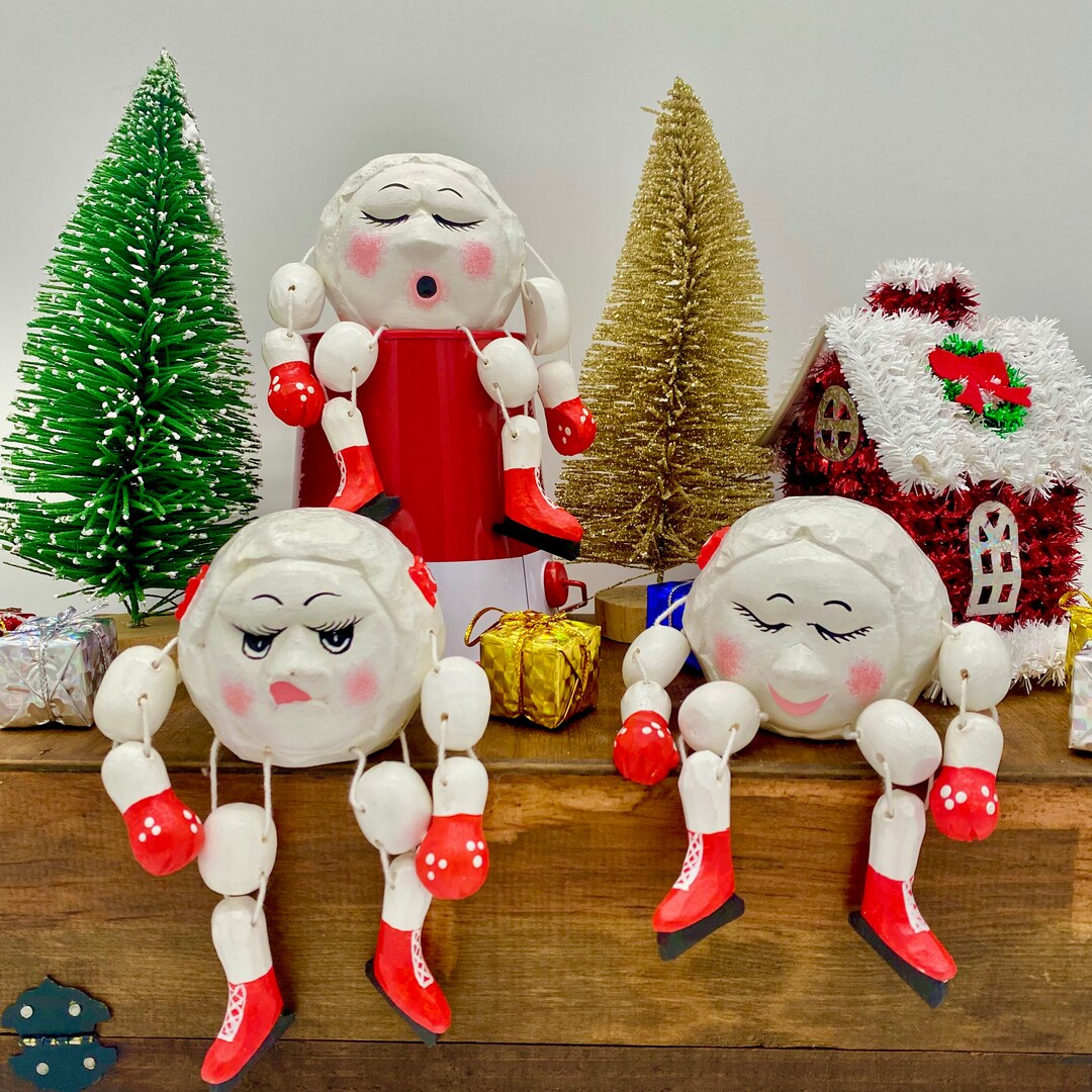 Snowball Winter Trio - Holiday Decorations - Handmade - Decorative ...