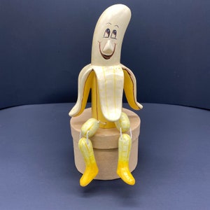 Smiling Banana Wooden Figurine - Fruit Art Collectible - Etsy