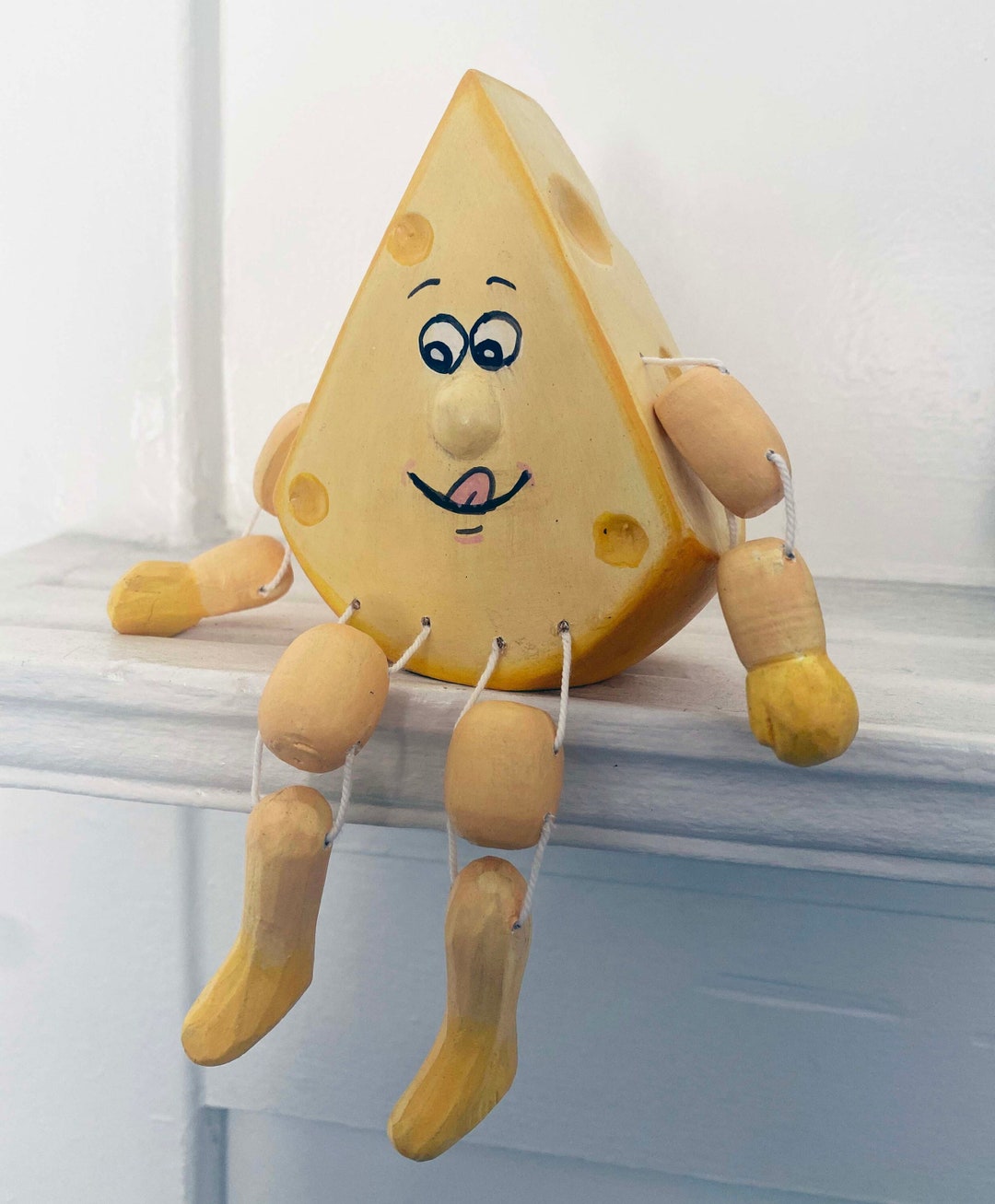 Smiling Cheese Wedge - Wooden Food Art Figurine, Signed - Etsy