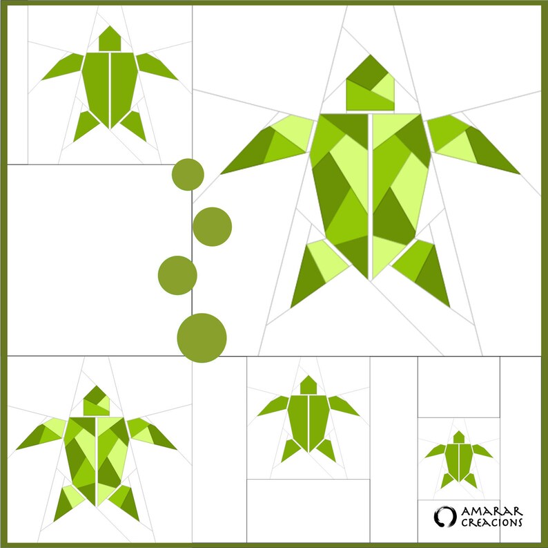 Origami Turtle Foundation Paper Piecing Pattern. Block Quilt Pattern. 2 ...