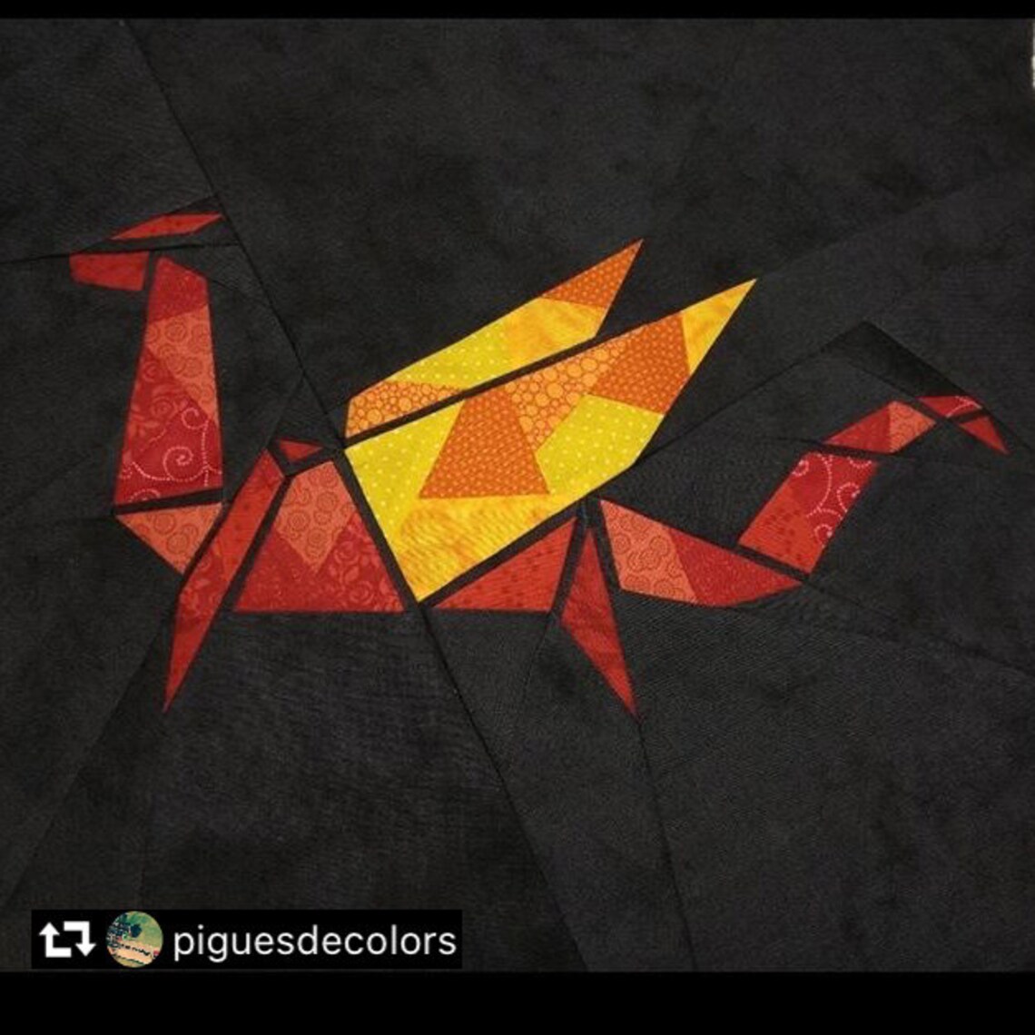 Origami Dragon Foundation Paper Piecing Pattern. Block Quilt Pattern. 2 ...