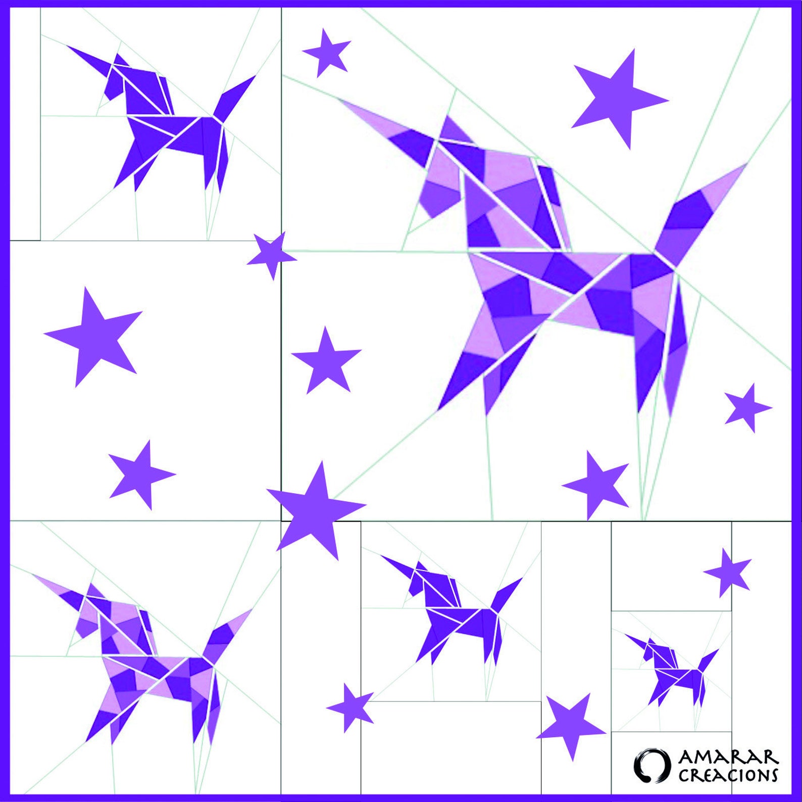 Origami Dragon Foundation Paper Piecing Pattern. Block Quilt Pattern. 2 ...