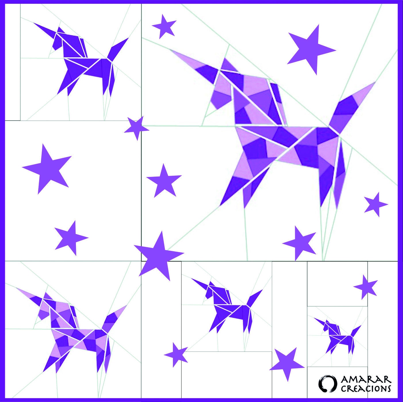 Origami Dragon Foundation Paper Piecing Pattern. Block Quilt Pattern. 2 ...