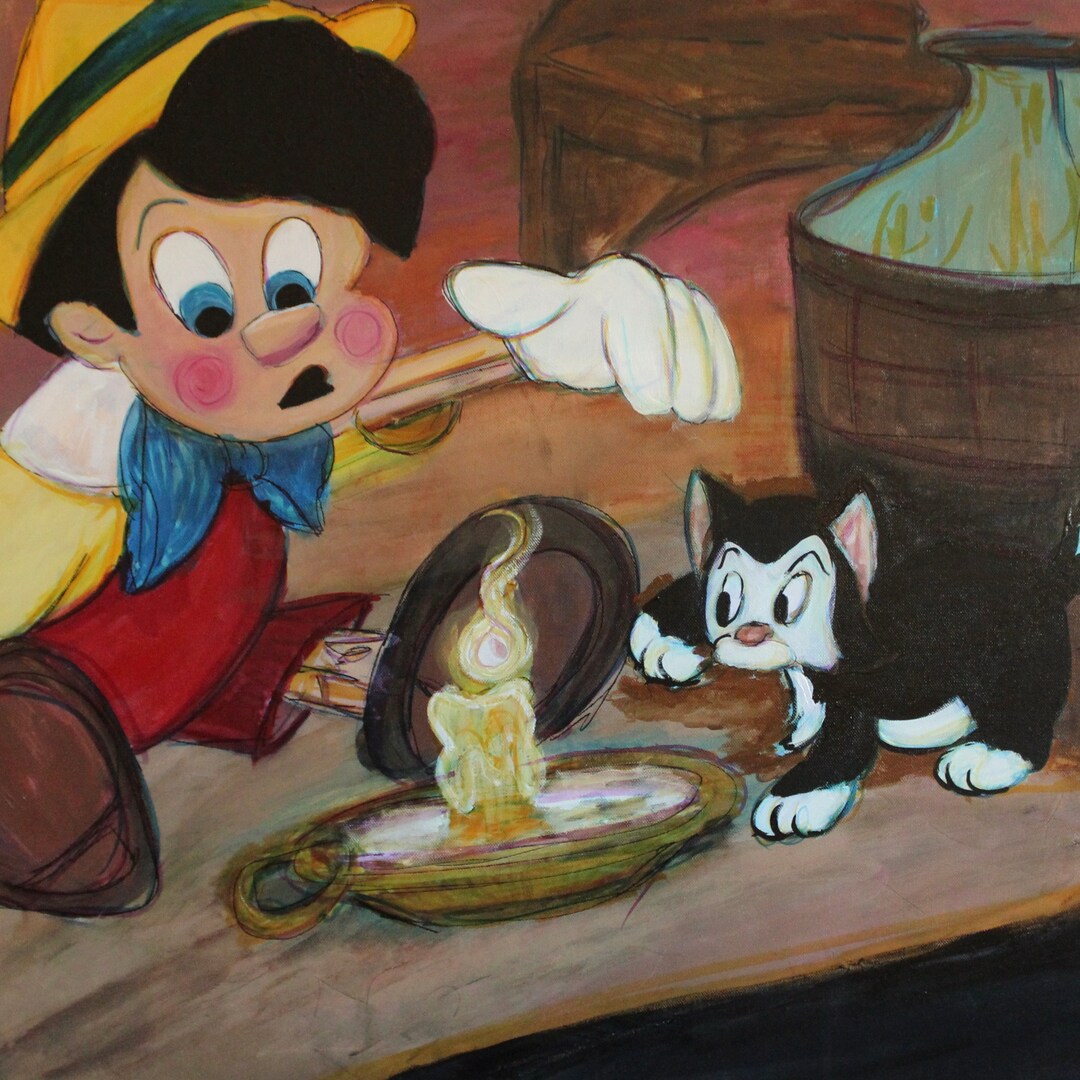 Pinocchio and Figaro 24x24 Acrylic/mixed Media Disney - Etsy