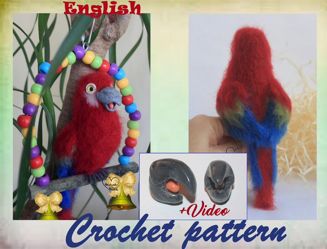 Red Parrot Amigurumi Pattern Crochet Parrot Bird Toy Pattern Tutorial ...