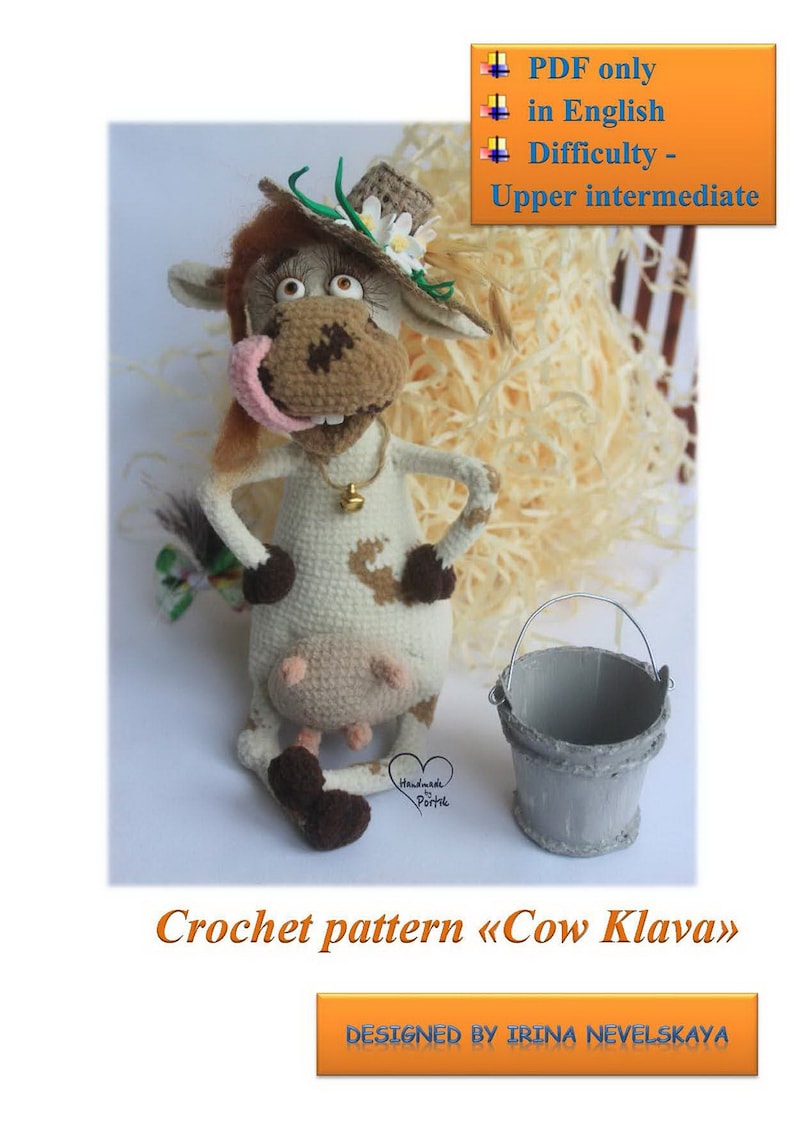Funny Cow Crochet Pattern Cute Cow Cool Cow Tutorial Crochet Cow ...