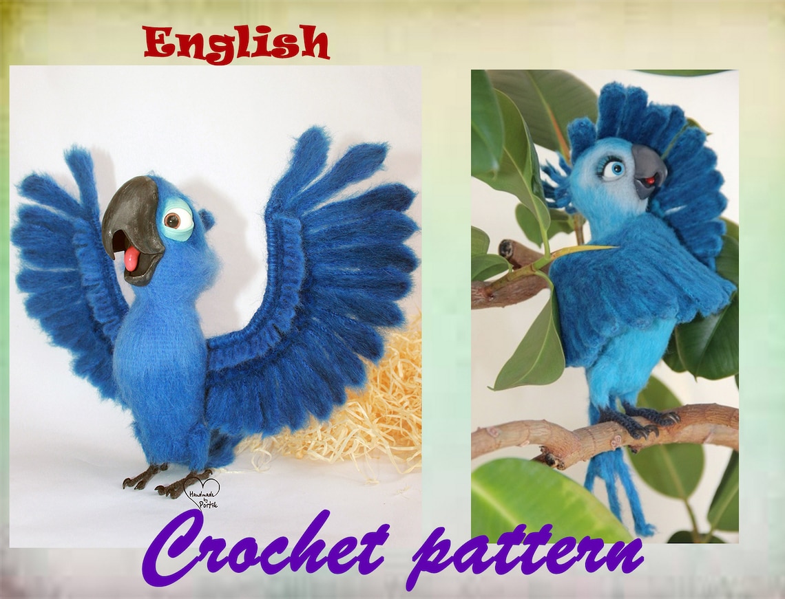 Blue Parrot Pattern Bird Crochet Pattern Amigurumi Tutorial - Etsy