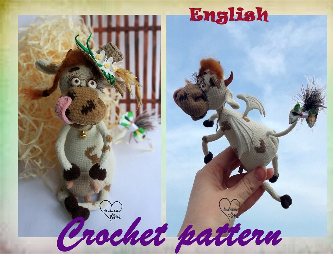 Funny Cow Crochet Pattern Cute Cow Cool Cow Tutorial Crochet Cow ...