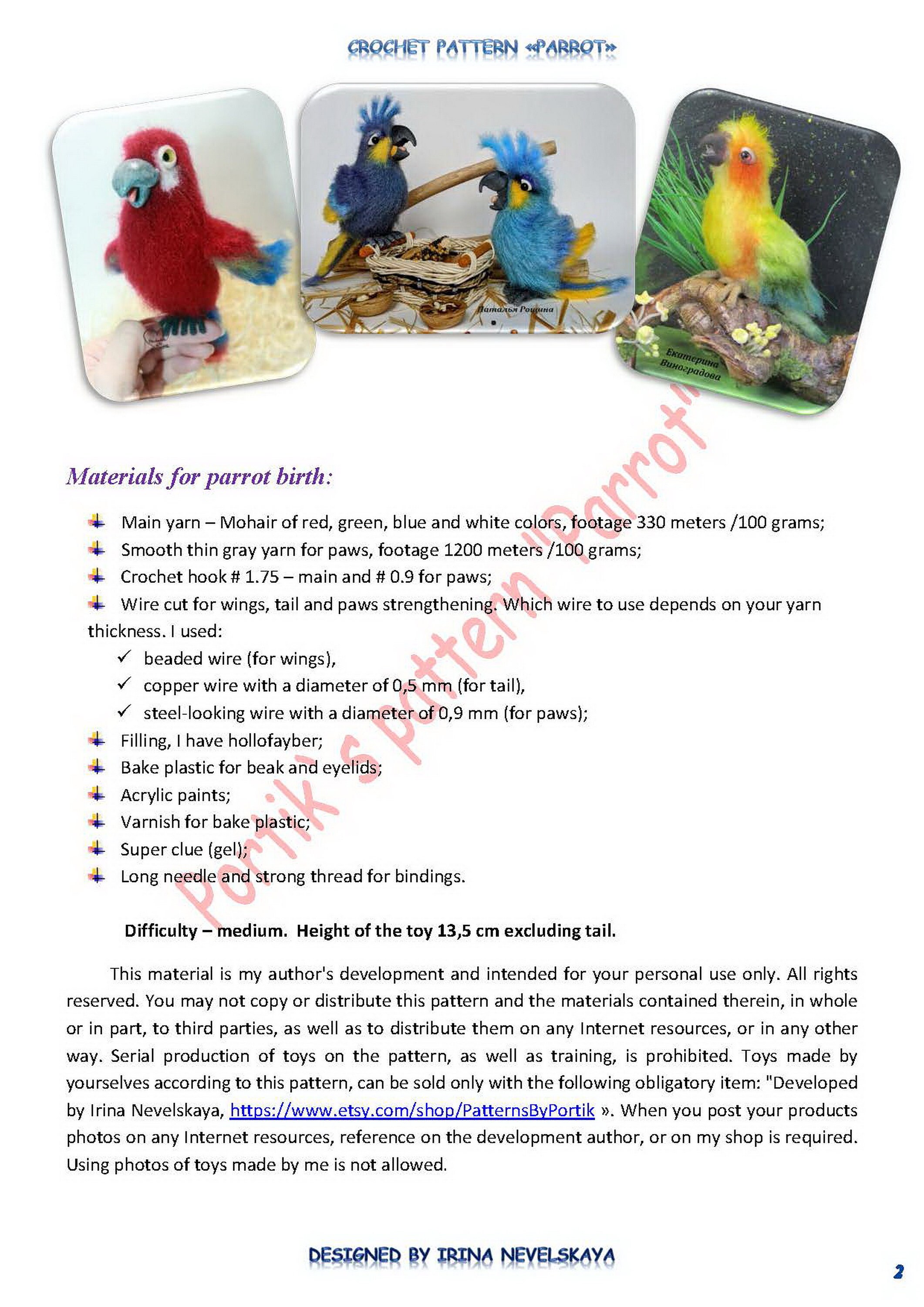 Red Parrot Amigurumi Pattern Crochet Parrot Bird Toy Pattern | Etsy