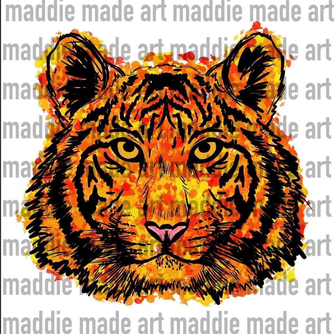 Colorful Orange Tiger Face Head PNG File - Etsy