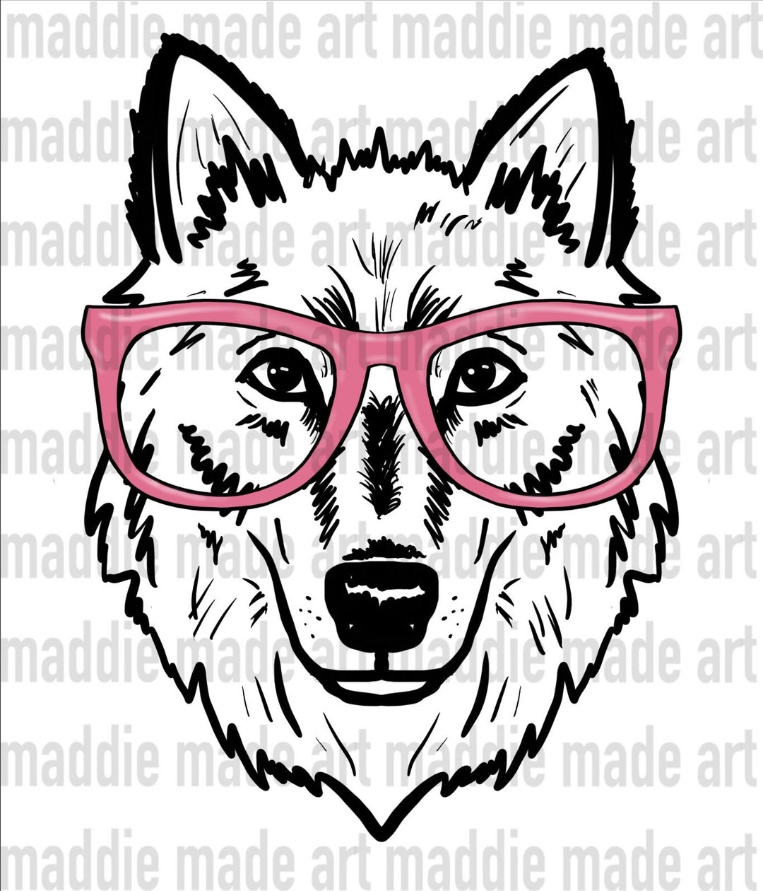 Wolf Mascot Pink Glasses Mascot Wolves - Etsy