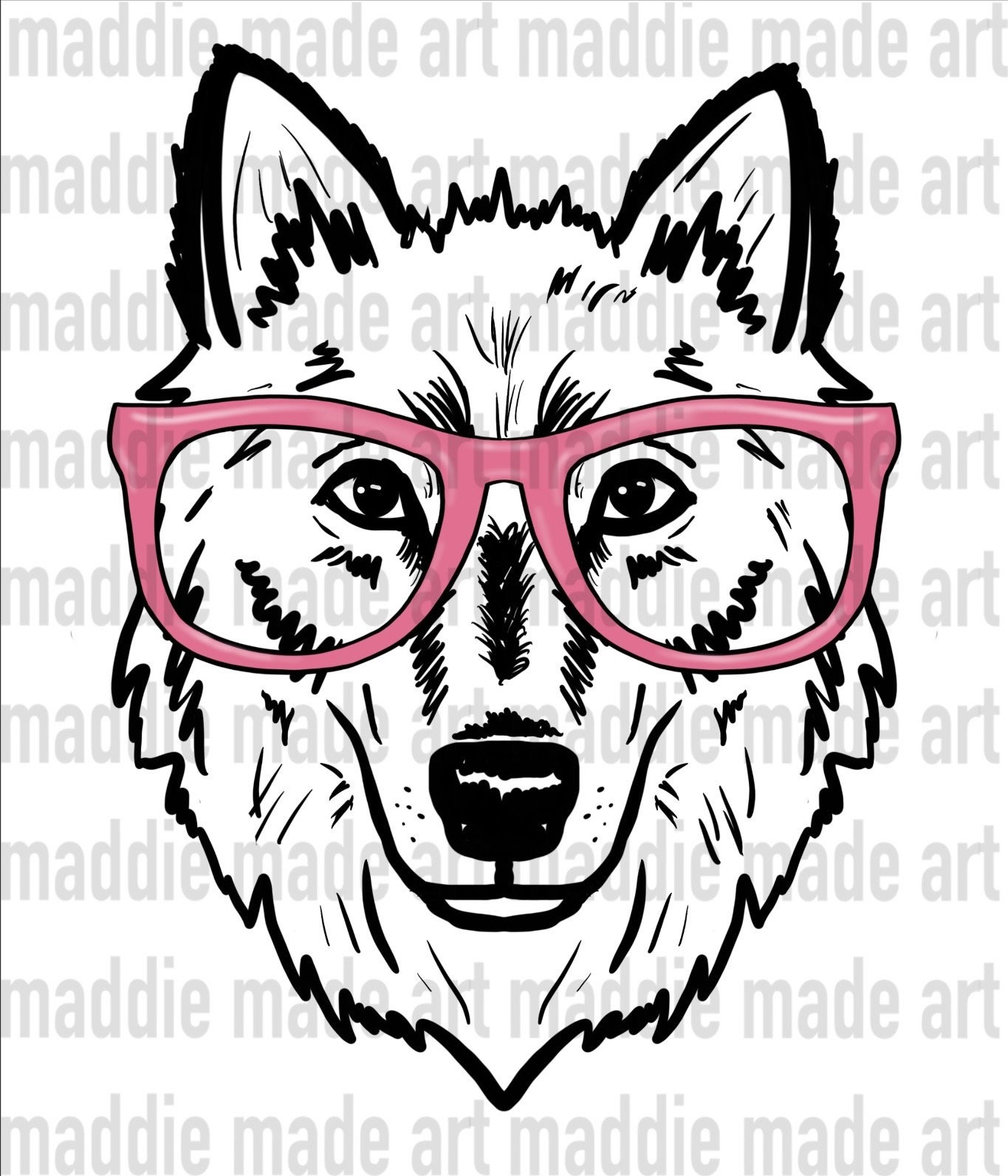 Wolf Mascot Pink Glasses Mascot Wolves - Etsy
