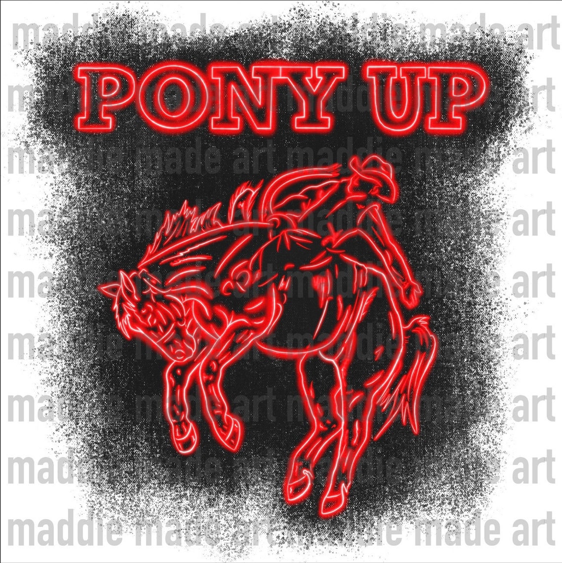 Neon Pony up Red Bucking Horse Sublimation PNG Design - Etsy