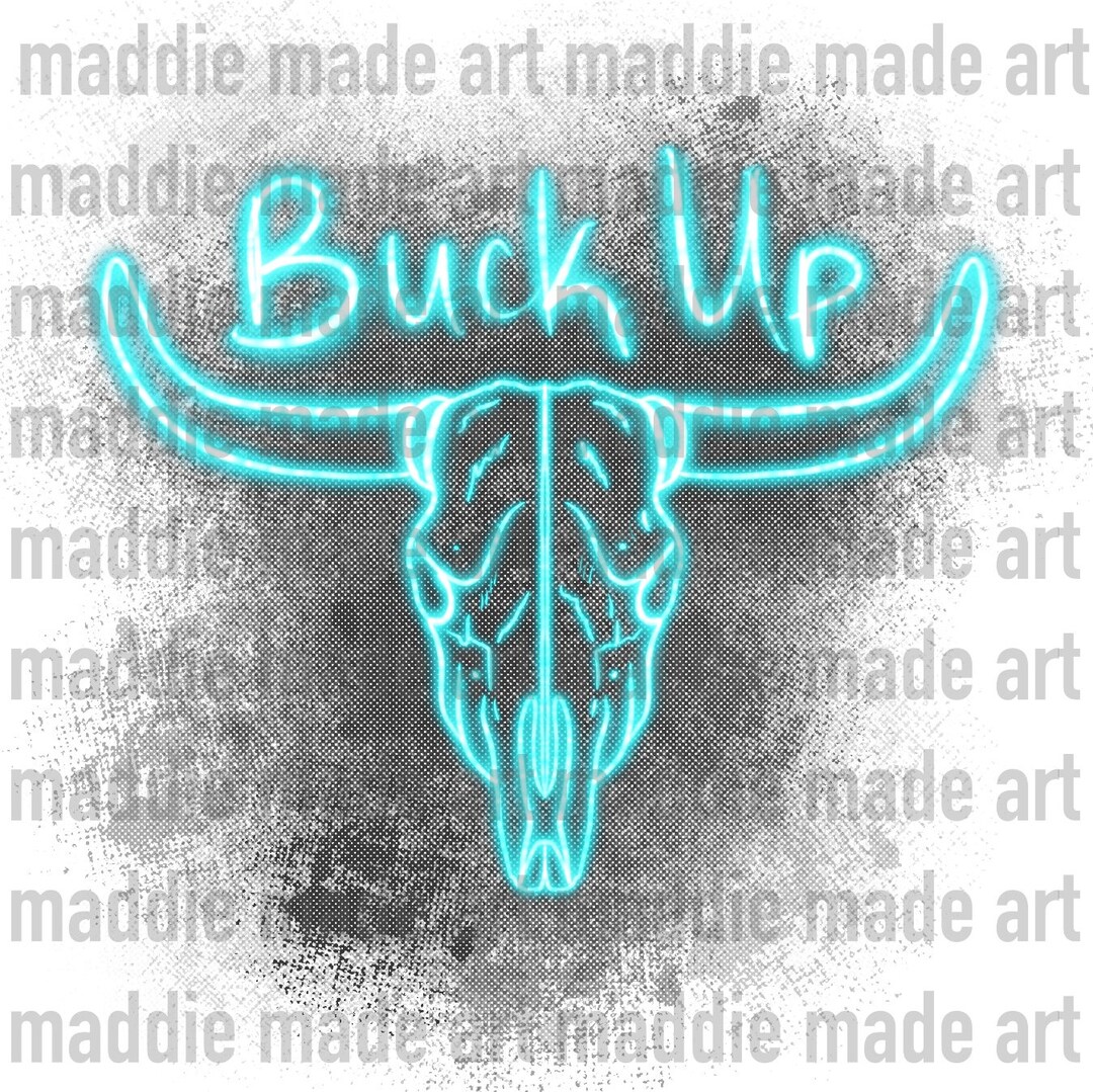 Neon Buck up Cow Skull Western Sublimation PNG Design - Etsy