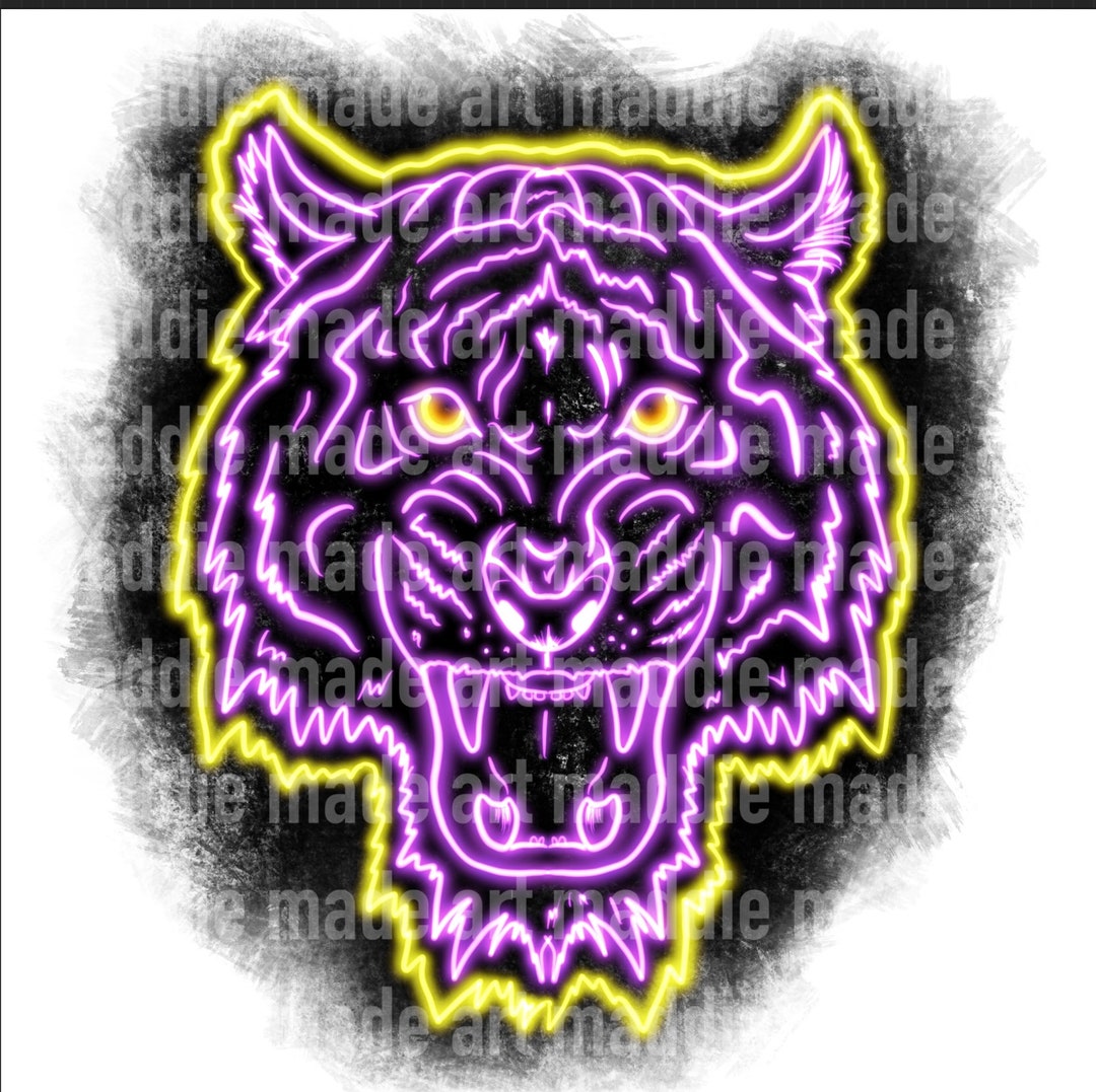 Neon Fierce Tiger PNG Design - Etsy