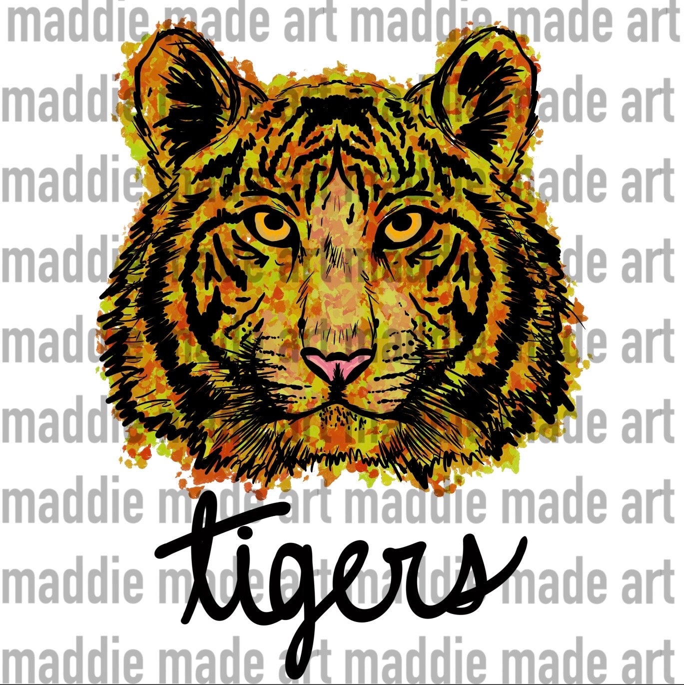 Colorful Gold Tiger Face Head PNG File - Etsy