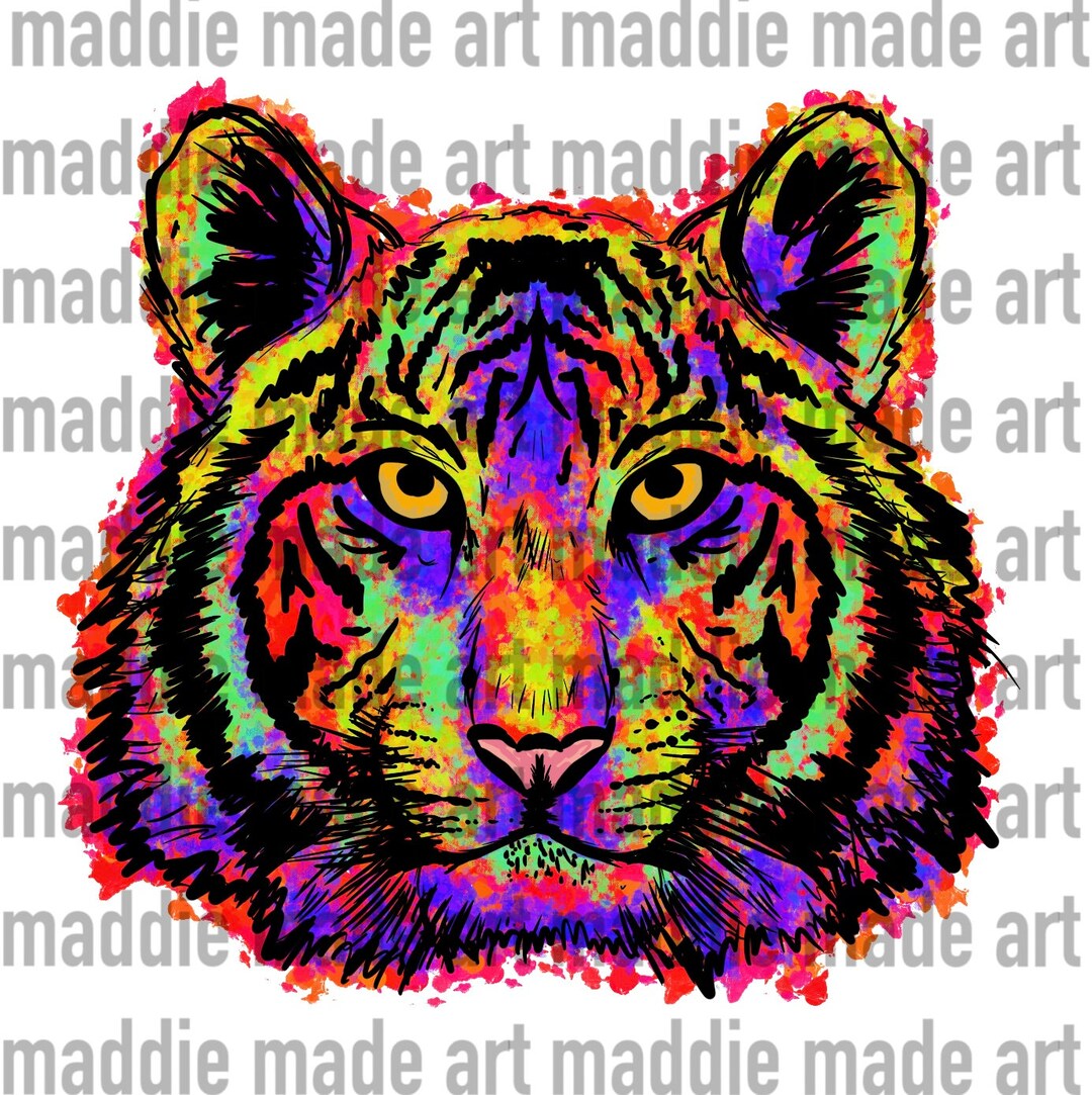 Colorful Rainbow Tiger Face Head PNG File - Etsy