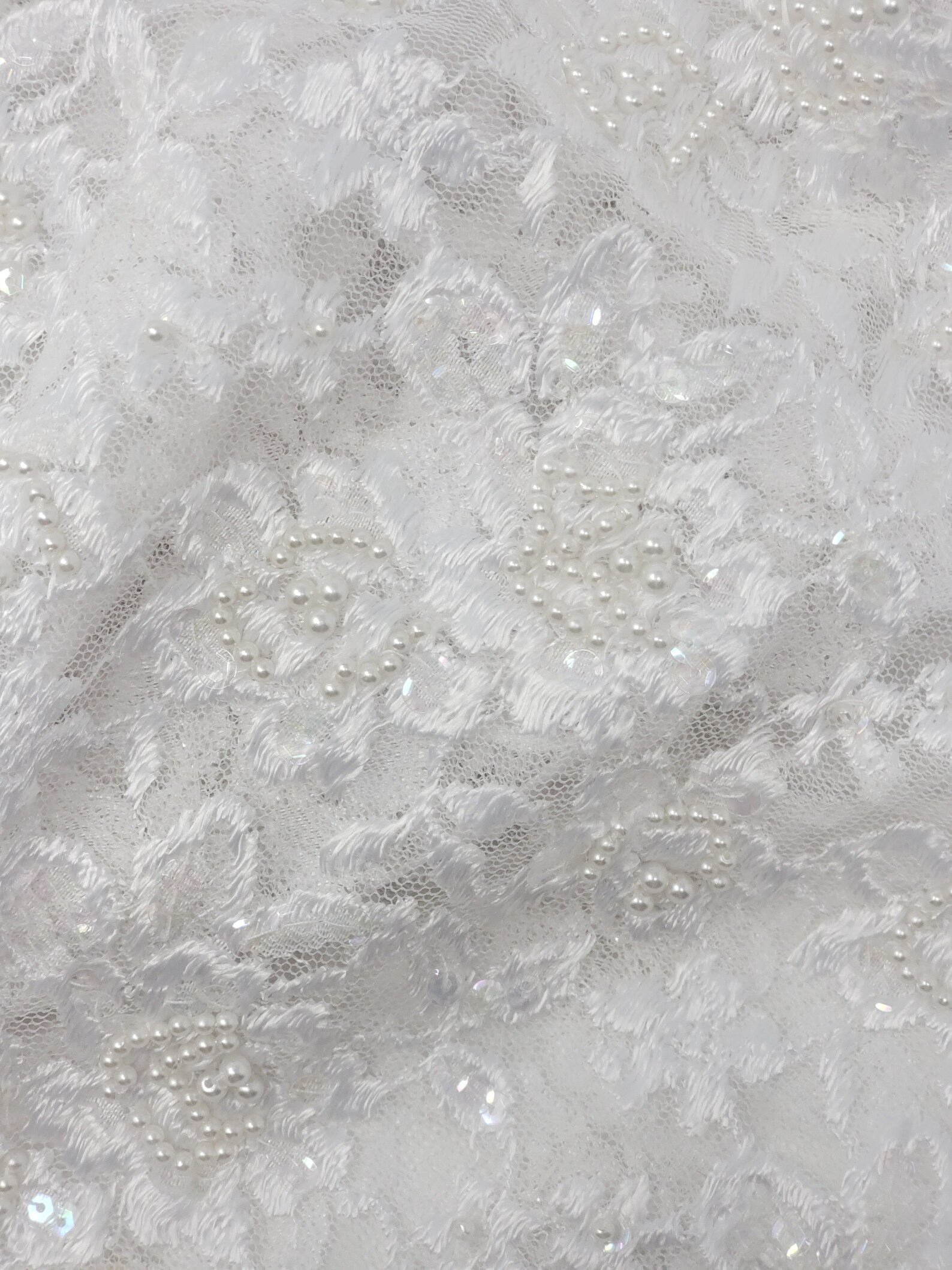 Vintage Beaded Lace, 1970"s White Beaded Lace, 5 1/2 Yards Lace, Bridal ...