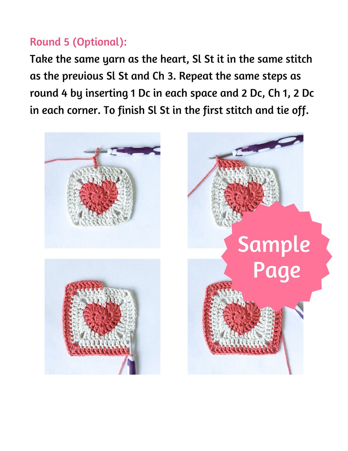 Heart Granny Square Crochet Pattern, Beginner Friendly (PDF Pattern ...