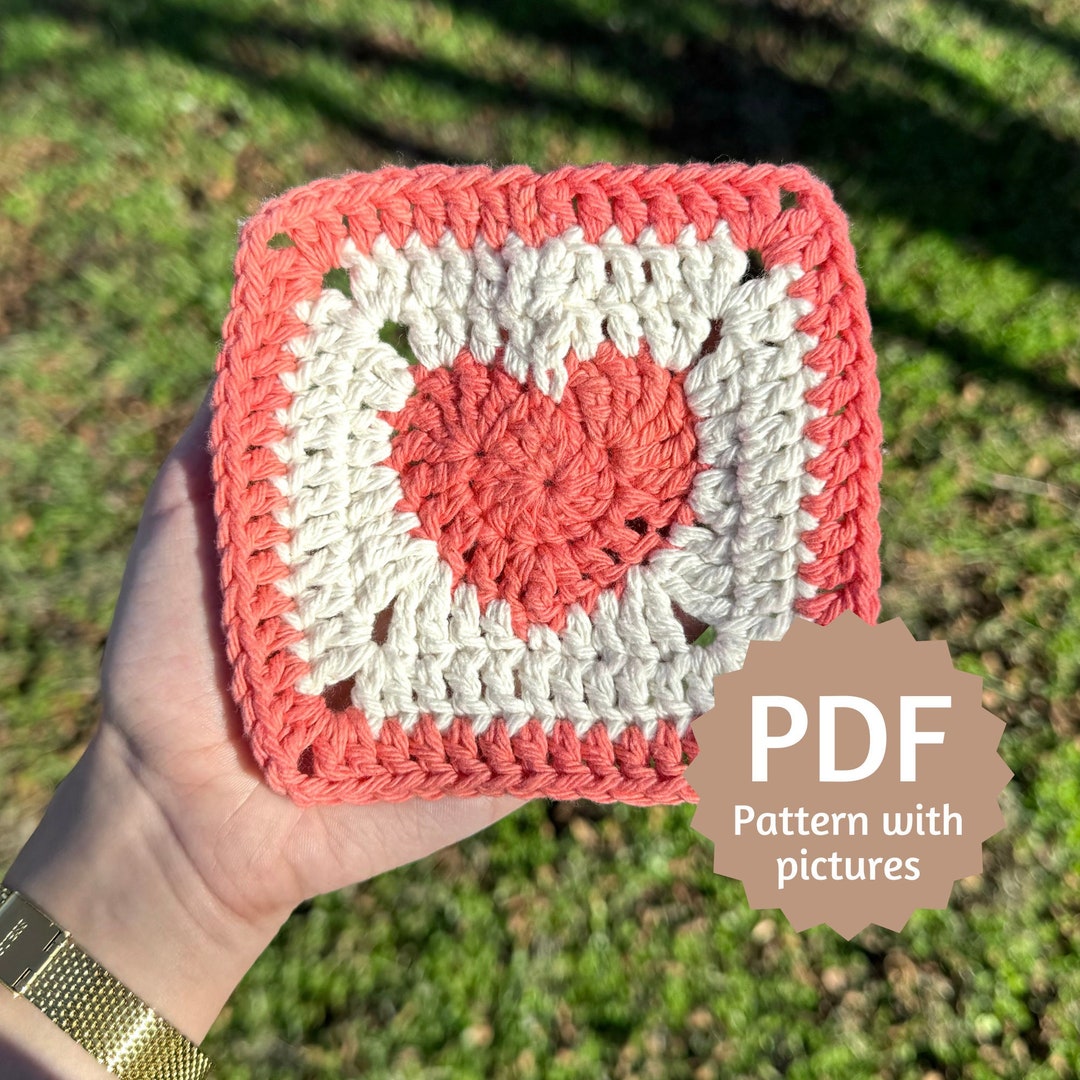 Heart Granny Square Pattern PDF, Easy Crochet Pattern With Step by Step ...