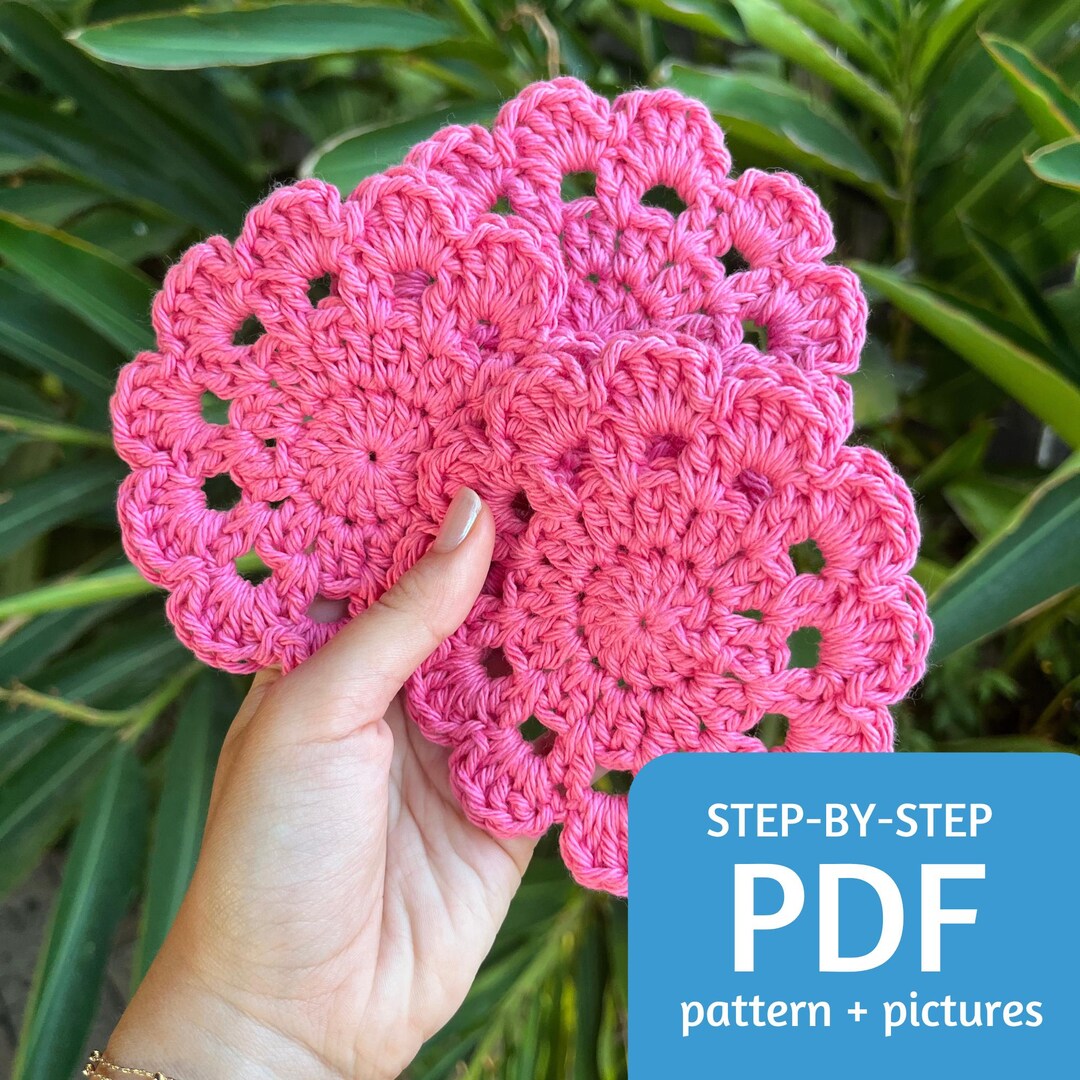 Flower Crochet Coaster Pattern, Beginner Friendly (PDF Download) - Etsy
