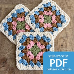 Classic Crochet Granny Square Pattern PDF, Easy to Follow Crochet ...