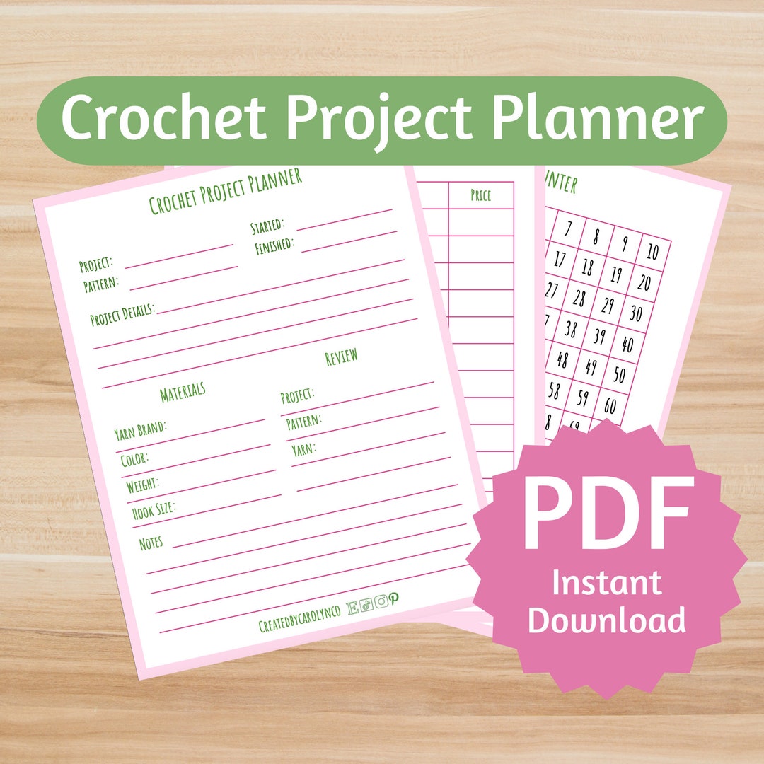 Crochet Project Planner, Crochet Project Tracker, Printable PDF ...