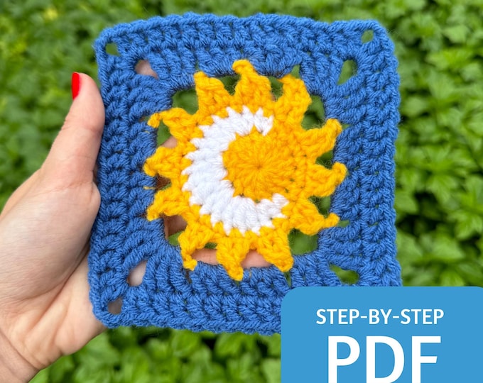 Tangled Inspired Sun Granny Square Pattern | Sun Granny Square Crochet ...