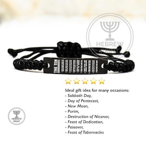 The 10 Commandments Bracelet, Bible Verse Bracelet, Hebrew Israelite ...