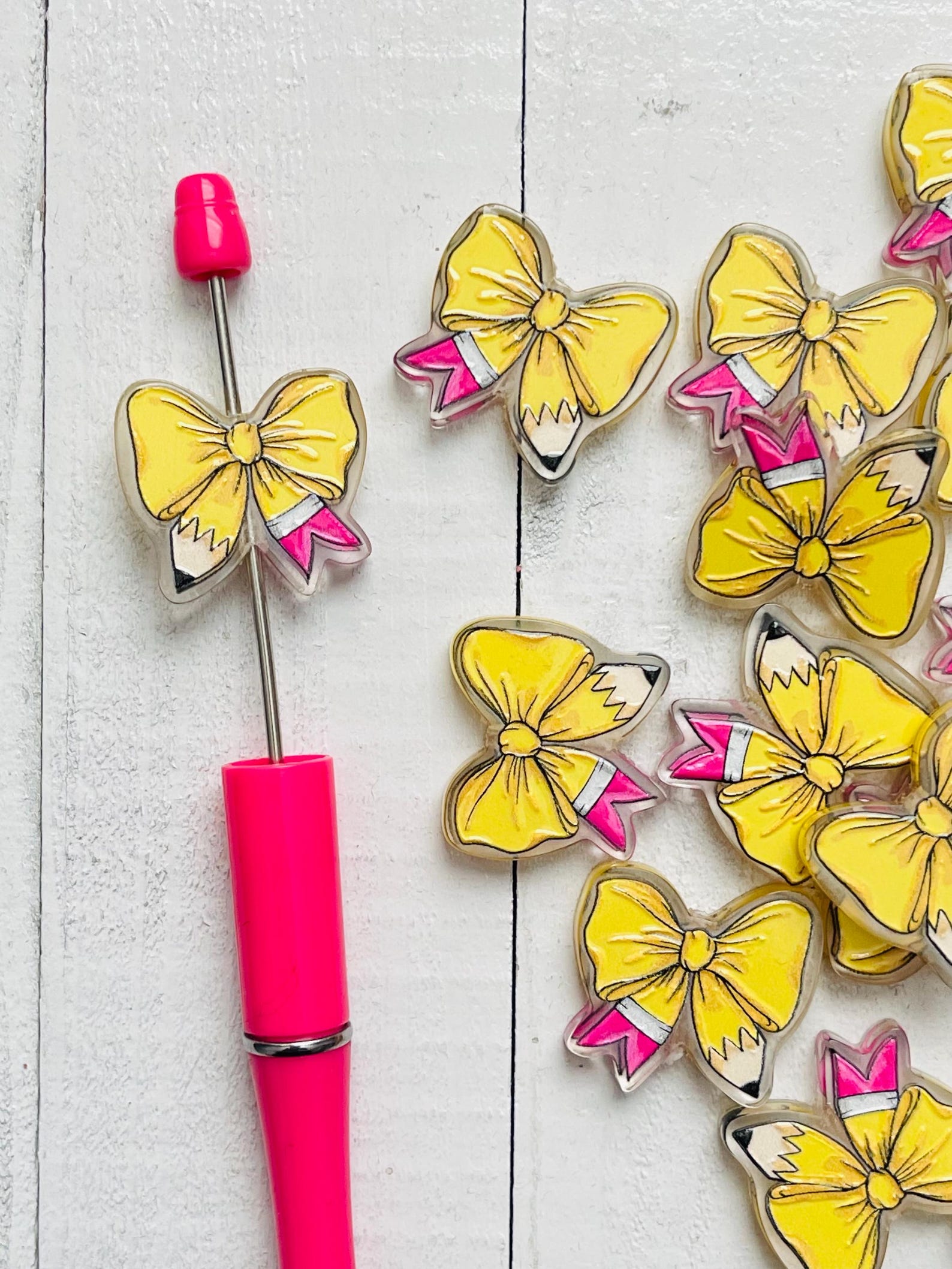 Small Yellow Pencil Acrylic Focal Set of 2, for Necklace Pen DIY ...