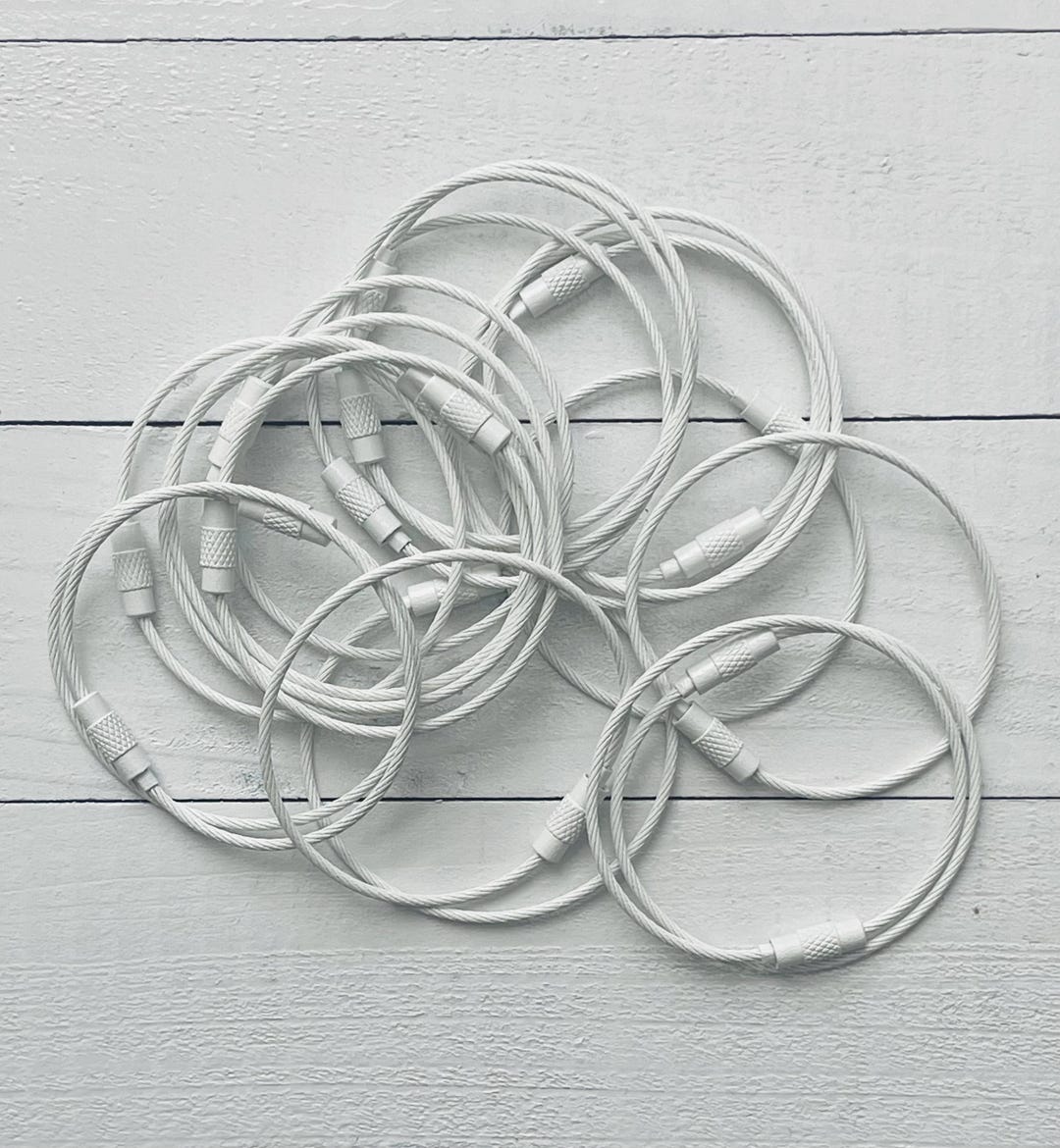 Set of 5 or 10, White Color, Beadable Cable for DIY Tumbler Cup Charms ...