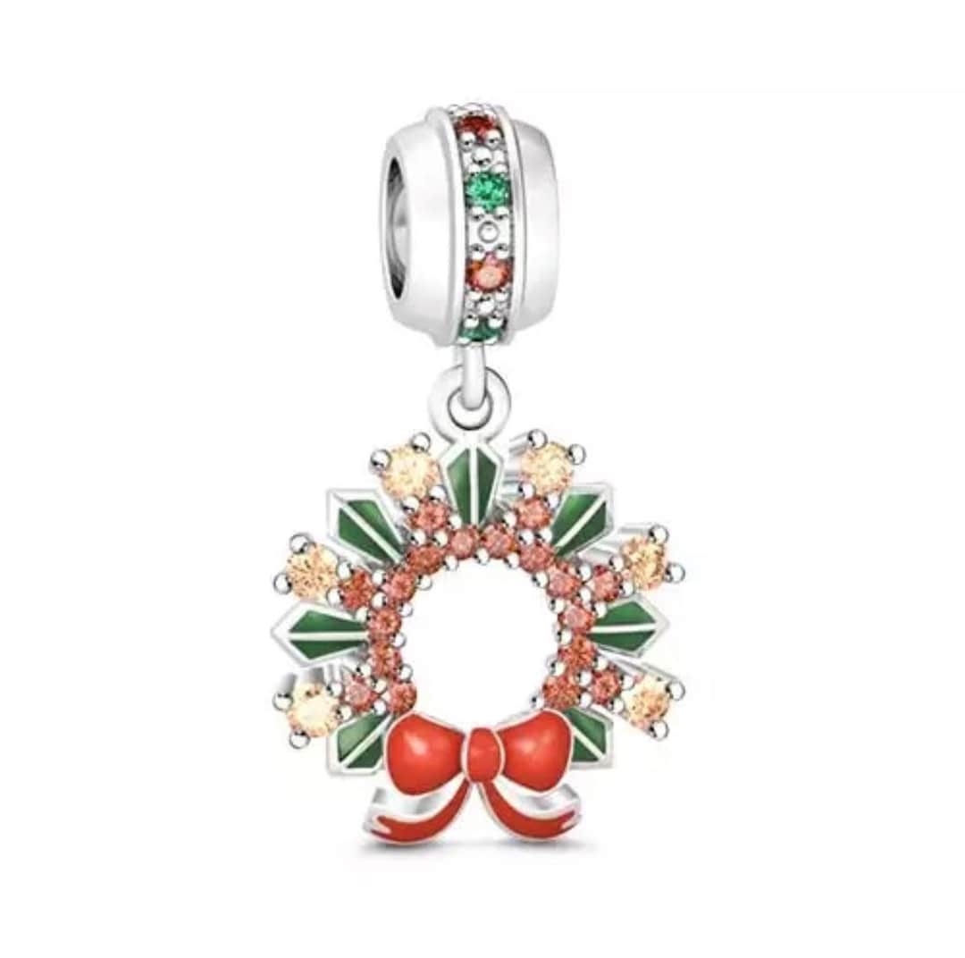 Christmas Wreath Charm Dangle Dangler Sterling Silver - Etsy