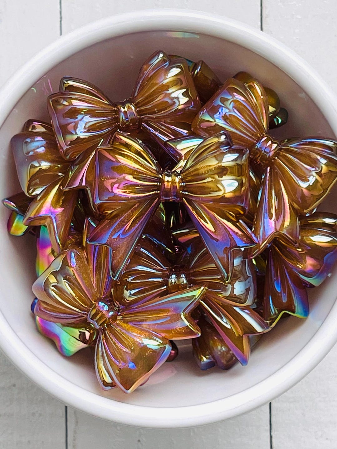 5 Pieces Shiny Translucent Brown Bow Bead, for Necklace, Pen, Keychain ...