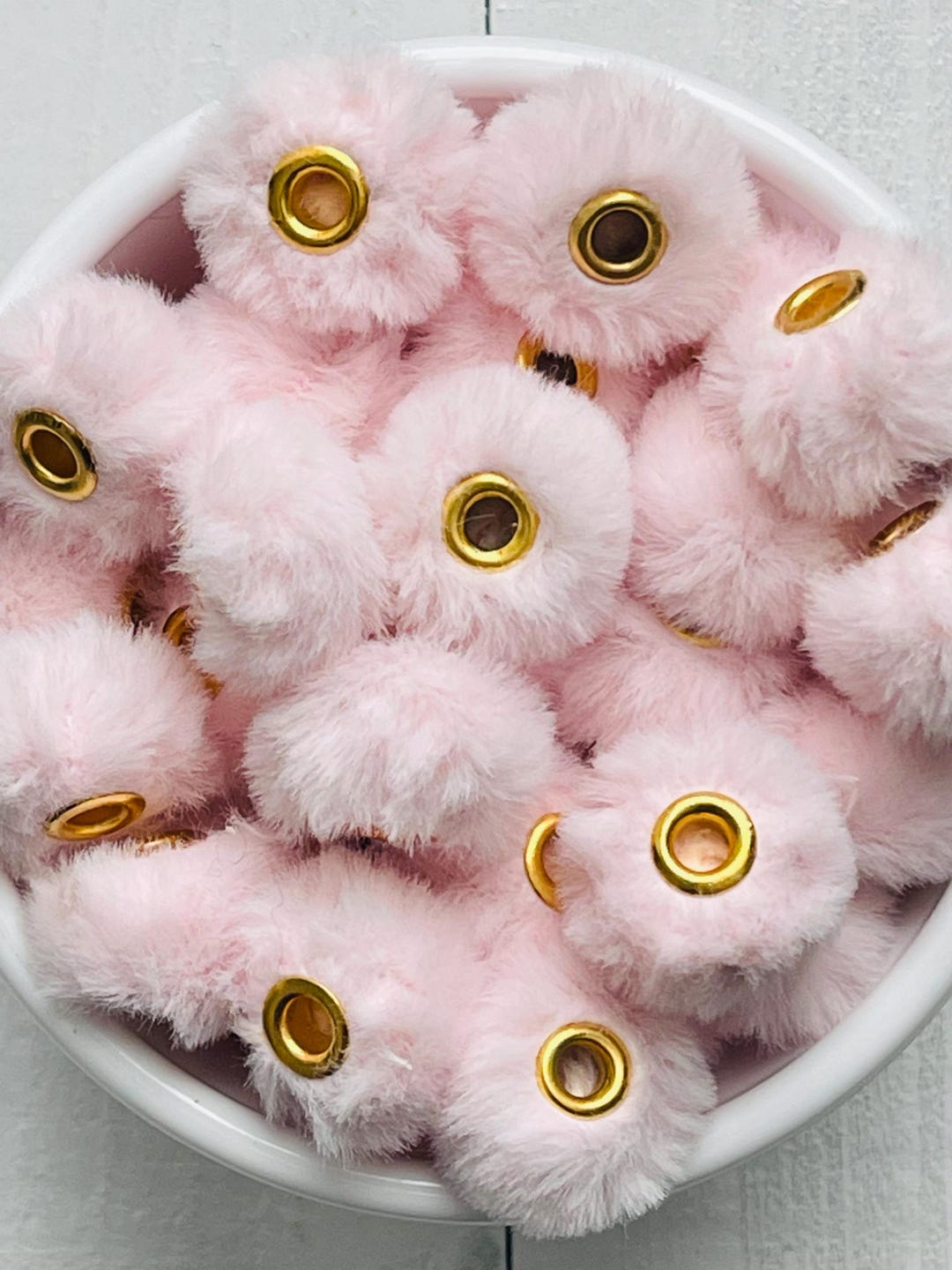 Light Pink Set of 5pcs Fuzzy Spacer Beads, Pom Pom Beads, for Necklace ...