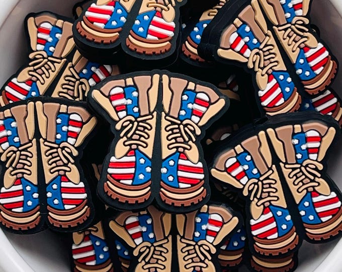 Combat Boots Patriotic USA Silicone Focal Bead, for Pen, Keychain DIY ...