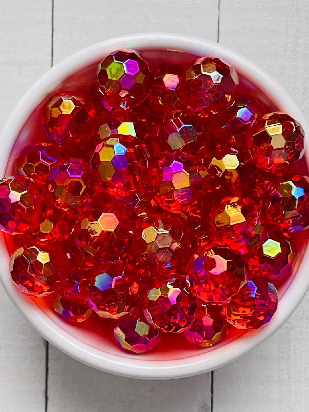 Red Faceted 10pcs Beads, 16mm Beads, Faceted Round AB Beads, for ...