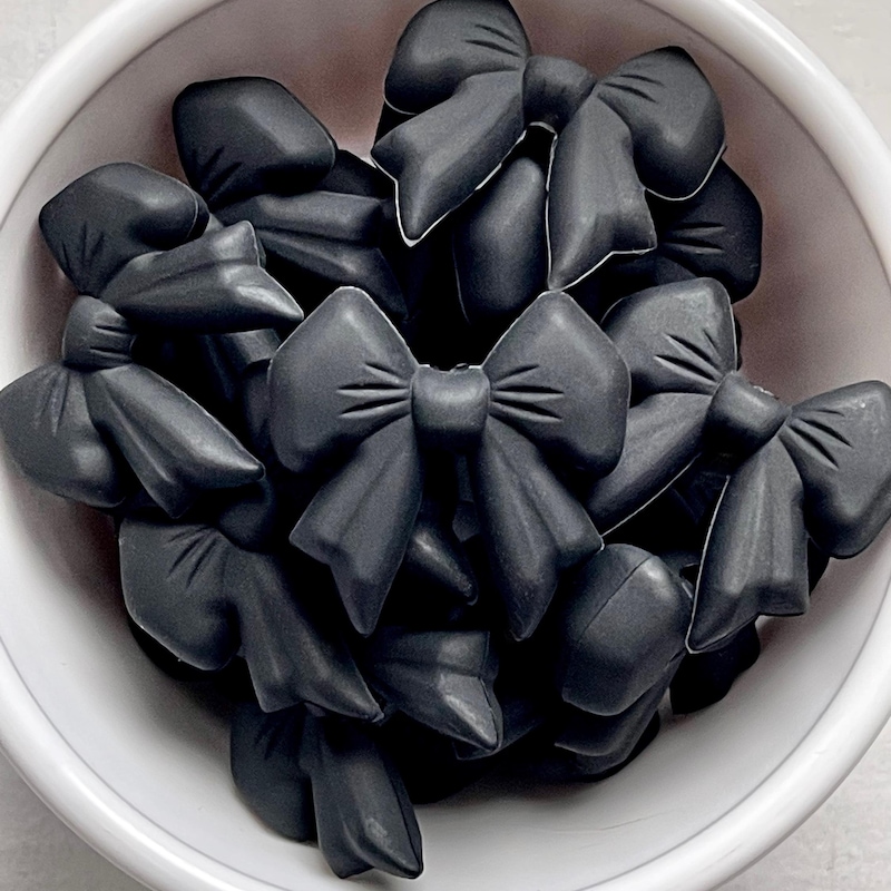 Silicone Black Bow Beads - Etsy