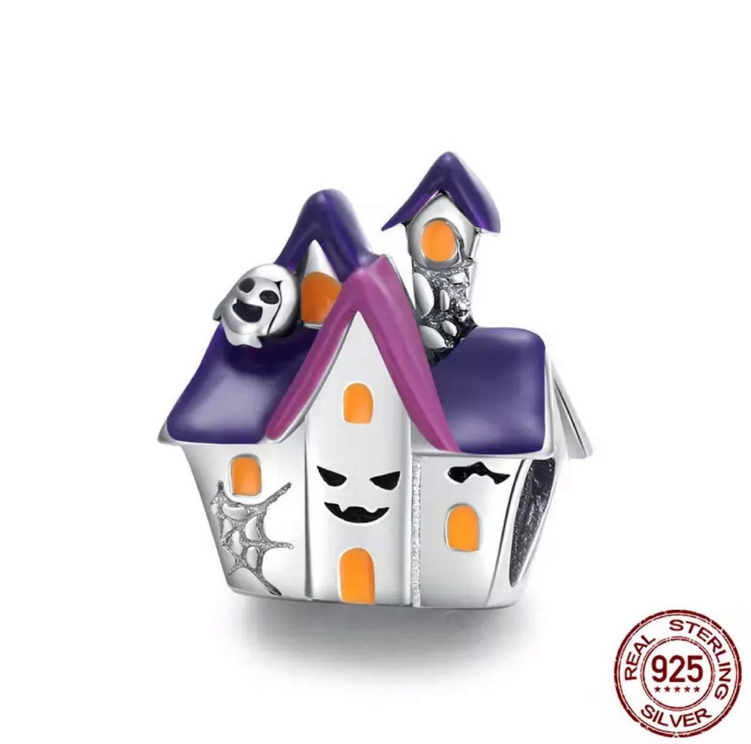 Haunted House Charm Halloween Charm Sterling Silver Charm - Etsy