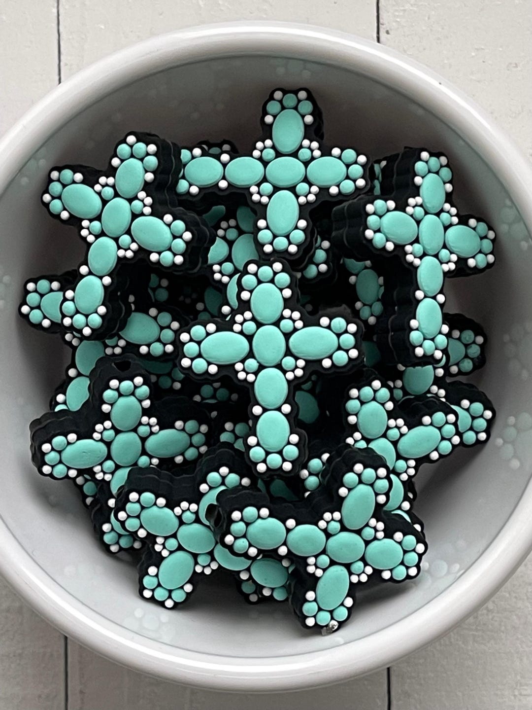 Western Turquoise Cross Silicone Focal Bead, Focal for Pen Keychain DIY ...